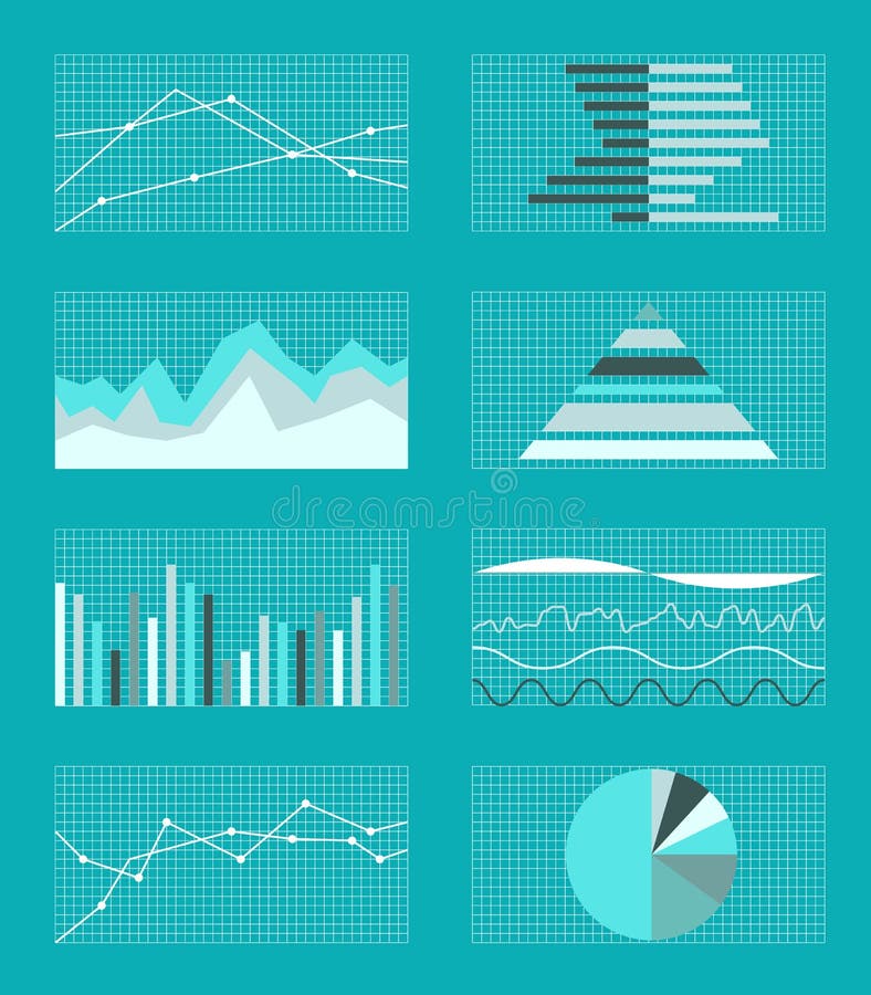 Satz Diagramme Und Diagramme Daten, Statistik, Informativ Vektor ...