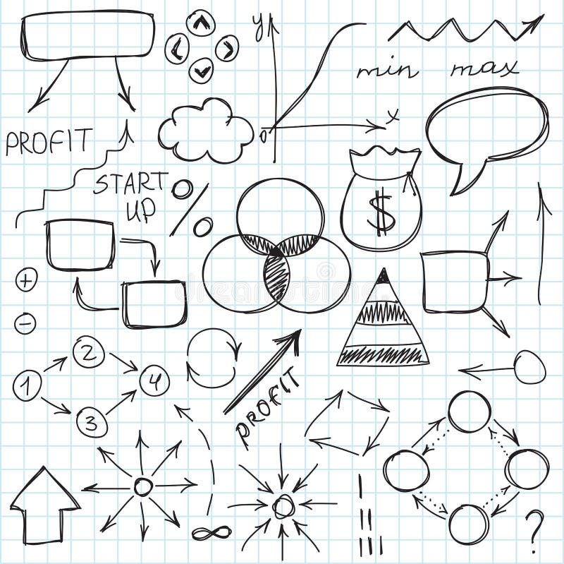 Satz Einfache Hand Gezeichnete Zeichen Und Symbole Vektor Abbildung ...