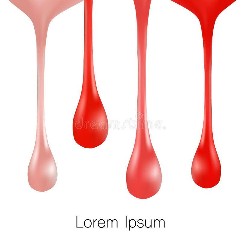 Satz Fallende Tropfen Der Roten Farben Stock Abbildung - Illustration ...