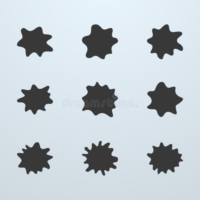 Satz Flecken oder Kleckse vektor abbildung. Illustration von ...