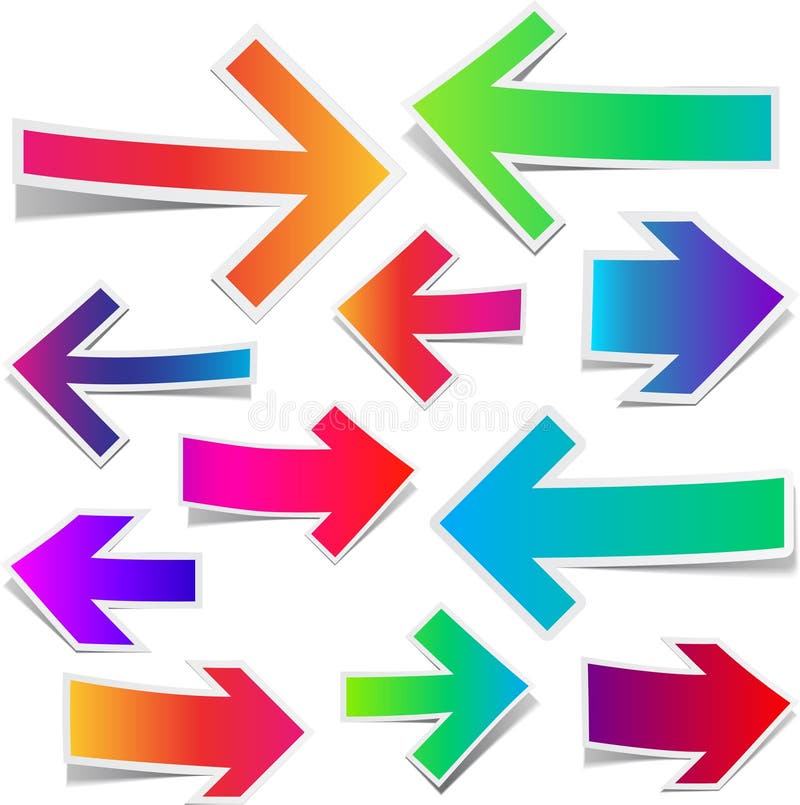 Satz gerade bunte Pfeile vektor abbildung. Illustration von richtung ...