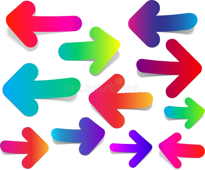 Satz gerade bunte Pfeile vektor abbildung. Illustration von richtung ...