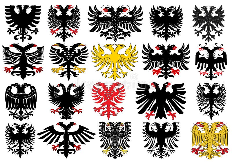 Satz Heraldische Deutsche Adler Vektor Abbildung - Illustration von ...