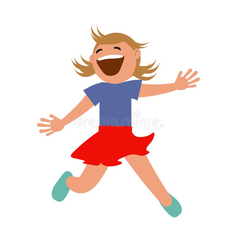 Satz Kinder, Die Mit Freude Springen Vektor Abbildung - Illustration ...