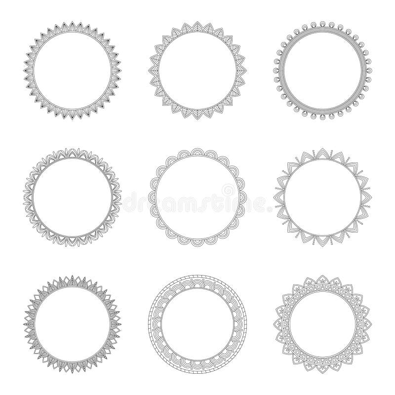 Satz Runde Dekorative Rahmen, Vektorillustration Vektor Abbildung ...
