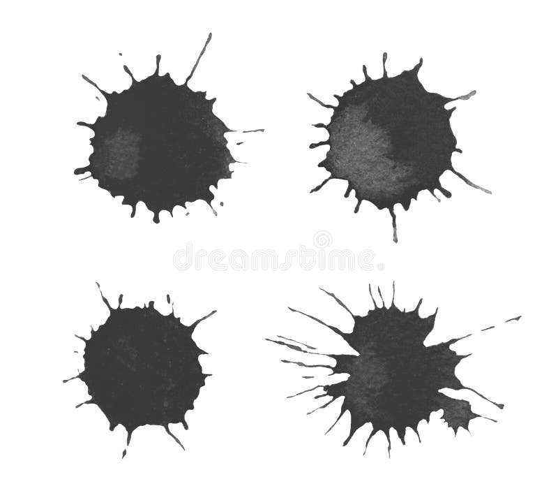 Satz Schwarzer Aquarellfleck Malen Sie Schwarze Flecke Stock Abbildung ...