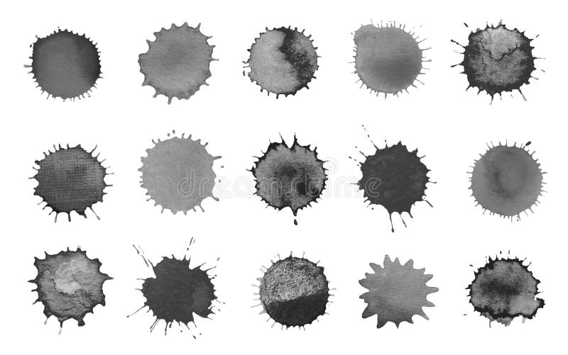 Satz Schwarzer Aquarellfleck Malen Sie Schwarze Flecke Stock Abbildung ...