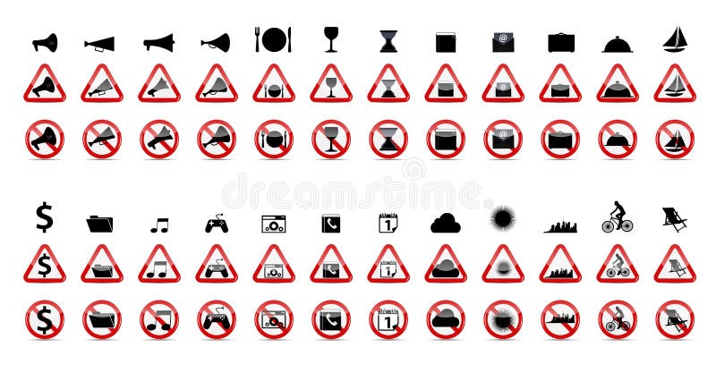 Satz Verbotszeichen. Vektor-Illustration Vektor Abbildung ...