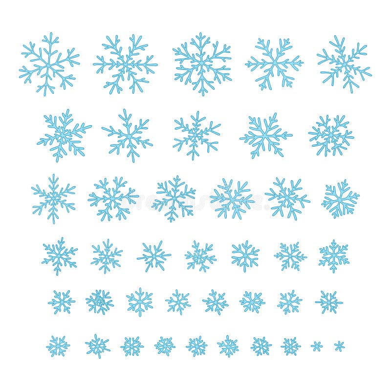 Satz Verschiedene Von Hand Gezeichnete Schneeflocken Vektor Abbildung ...