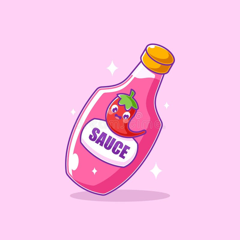 Sauce Bottle Packaging Cartoon Design Stock Vector - Illustration of ...