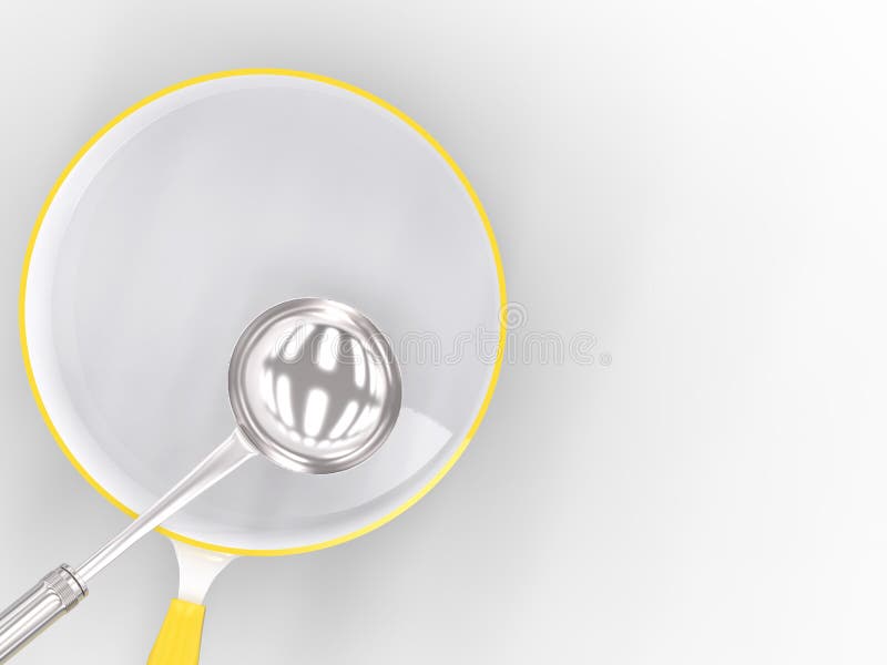 Sauce Pan with Ladle Top View Stock Illustration - Illustration of ...