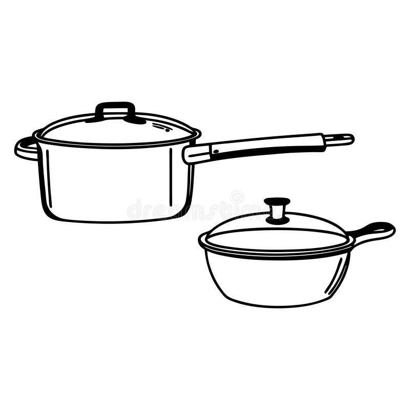 Sauce Pan Line Art Victor Design Silhouette Illustration Stock Photo ...