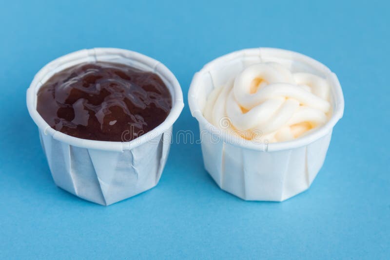 Sauce in paper container stock photo. Image of cream - 367076636