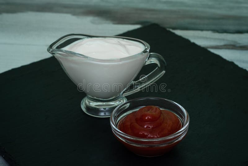 Sauce. Sour Cream and Ketchup Stock Photo - Image of bowl, delicious ...