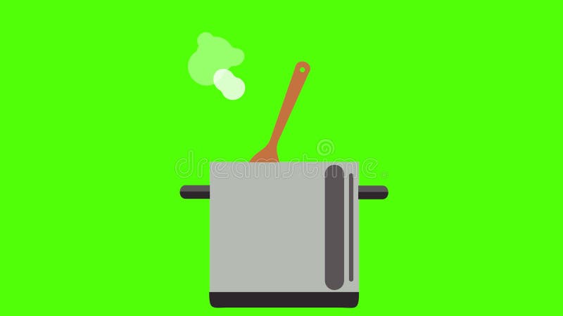 Saucepan Animation on Green Screen Chroma Key, Flat Design Element ...