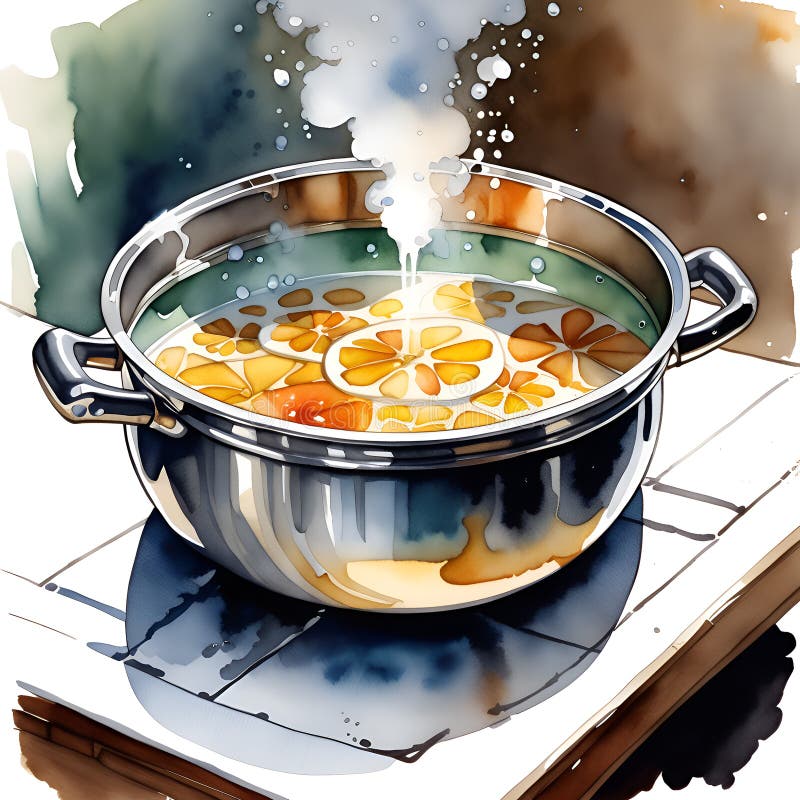 A Saucepan of Boiling Water Stock Illustration - Illustration of ...
