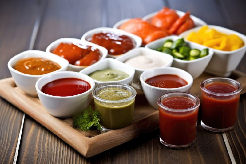Sauces and Condiments Accompanying Bbq Sausages Stock Image - Image of ...