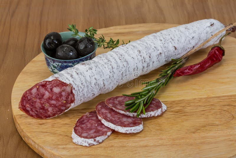 Saucisse de Fuet photo stock. Image du tranché, espagne - 50195816