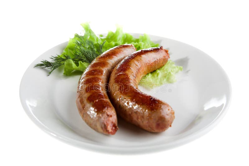 Saucisse grillée photo stock. Image du vert, dîner, laitue - 108645254