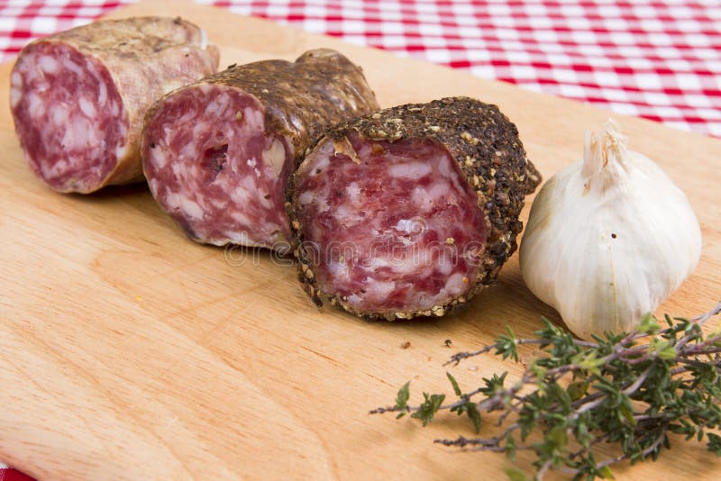 Sticks of saucisson stock photo. Image of isolated, meat - 32013808