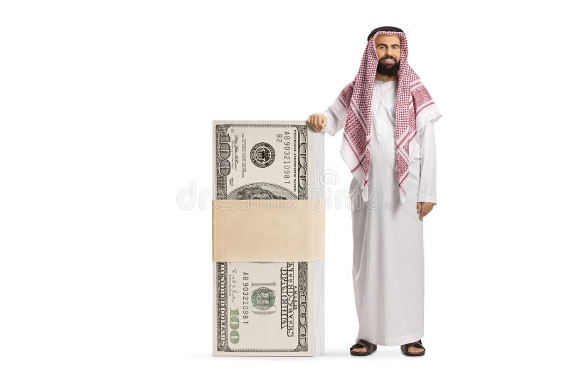 Saudi Arab Man with a Big Stack of Money Stock Photo - Image of holding ...