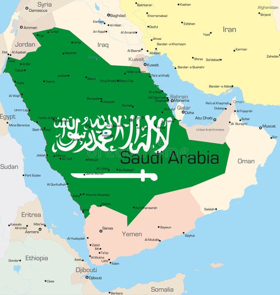 Saudi Arabia Qatar Map Stock Illustrations – 1,475 Saudi Arabia Qatar ...