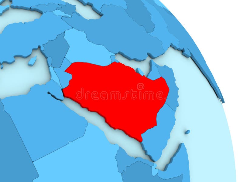 Saudi Arabia on Blue Political Globe Stock Illustration - Illustration ...