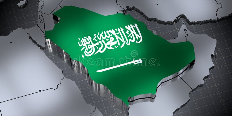 Saudi Arabia - Borders and Flag Stock Illustration - Illustration of ...