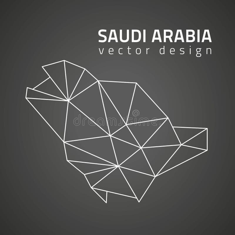 Saudi Arabia Dark Vector Contour Triangle Perspective Map Stock Vector ...