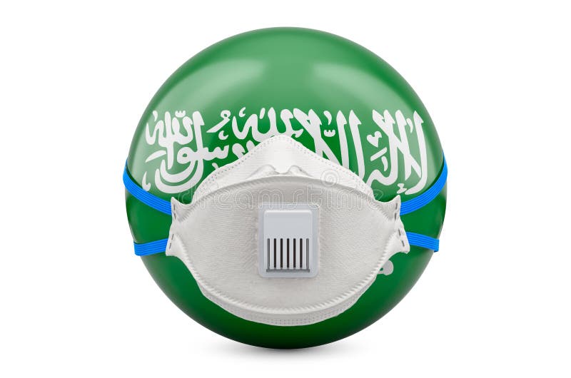 Saudi Arabia with Filtering Half Face Mask, Respirator. 3D Rendering ...