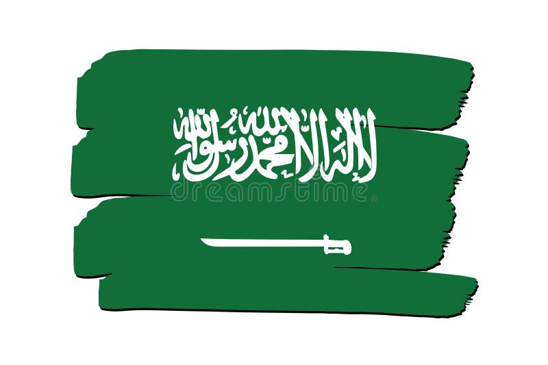Saudi Arabia Flag with Colored Hand Drawn Lines in Vector Format Stock ...