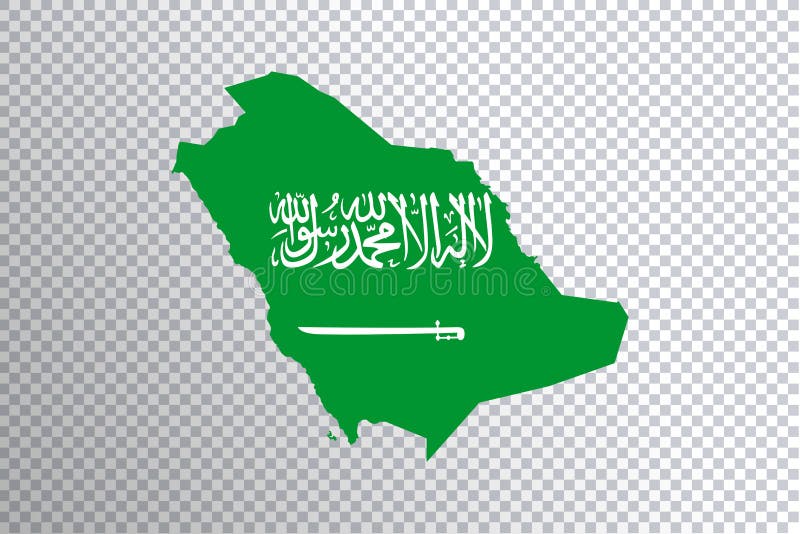 Saudi Arabia Flag on Map, Transparent Background Stock Illustration ...