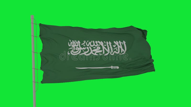 Saudi Arabia Flag is Waving on Green Screen. National Flag of Saudi ...