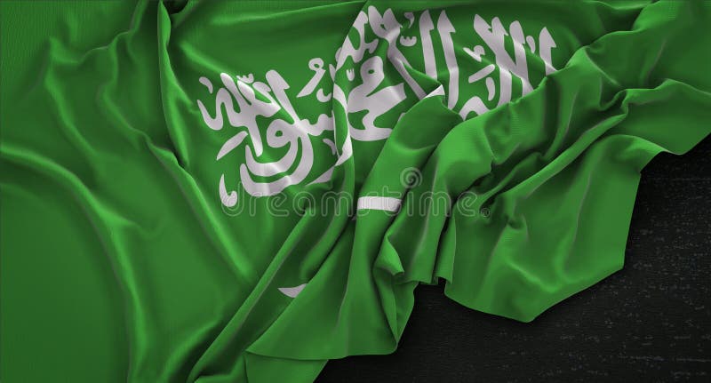 Saudi Arabia Flag Wrinkled on Dark Background 3D Render Stock ...