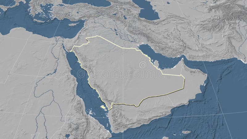 Saudi Arabia - Grayscale. Outline Stock Illustration - Illustration of ...