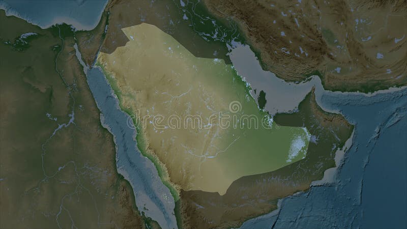 Saudi Arabia Highlighted. Pale Stock Illustration - Illustration of ...