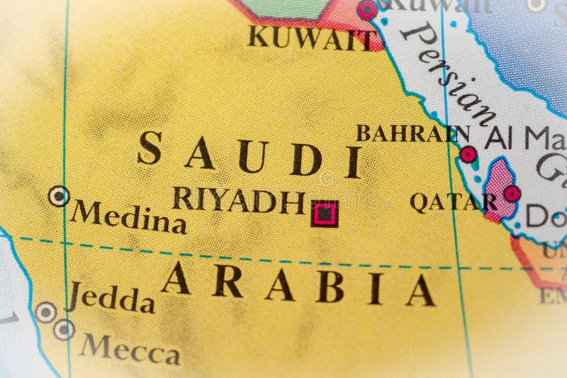 Saudi Arabia Highlighted on a World Map Stock Image - Image of borders ...