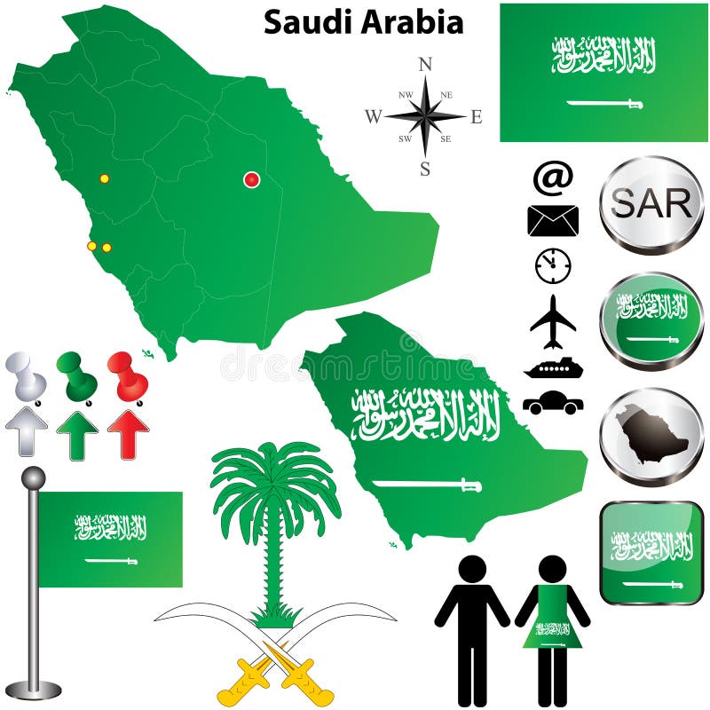Saudi Arabia map stock vector. Illustration of artistic - 8967759