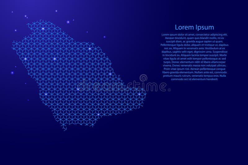 Saudi Arabia Map Abstract Schematic from Blue Ones and Zeros Bin Stock ...