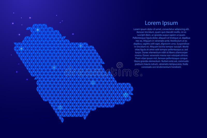 Saudi Arabia Map Abstract Schematic from Blue Triangles Repeating ...