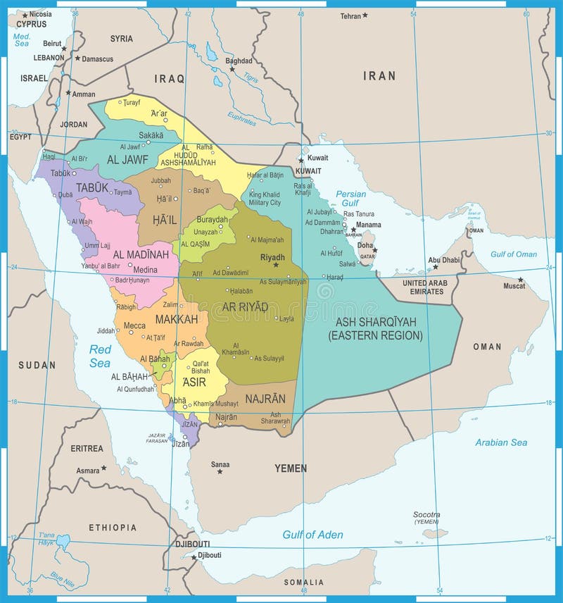 Saudi Arabia Map - Detailed Vector Illustration Stock Illustration ...