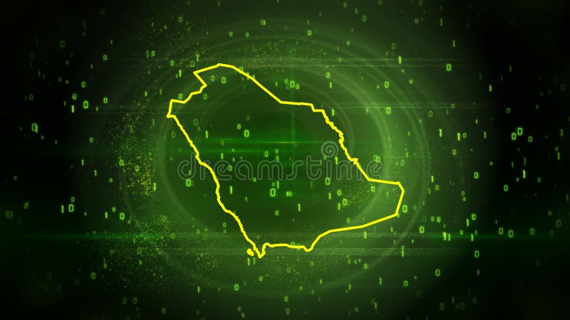 Saudi Arabia Map on Digital Background Stock Illustration ...