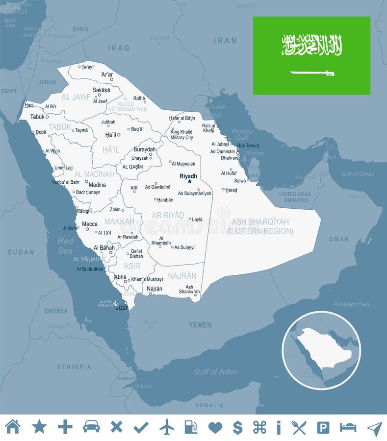 Saudi Arabia - Map and Flag Illustration Stock Illustration ...