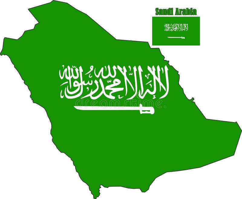Saudi Arabia Map and Flag Illustration Vector Stock Vector ...