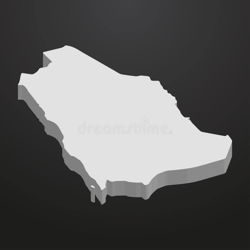 Saudi Arabia Map in Gray on a Black Background 3d Stock Vector ...