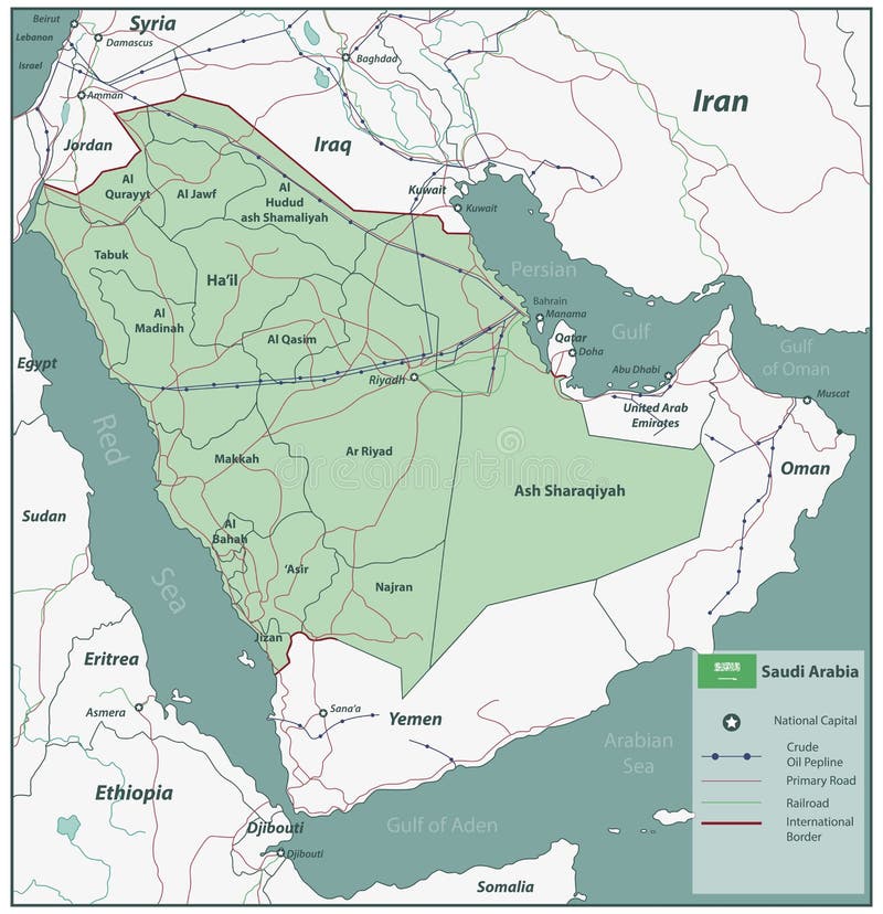 Saudi Arabia Map with Selectable Territories. Vector Stock Vector ...