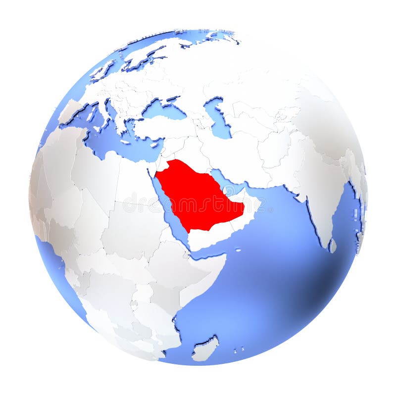 Saudi Arabia on Metallic Globe Isolated Stock Illustration ...