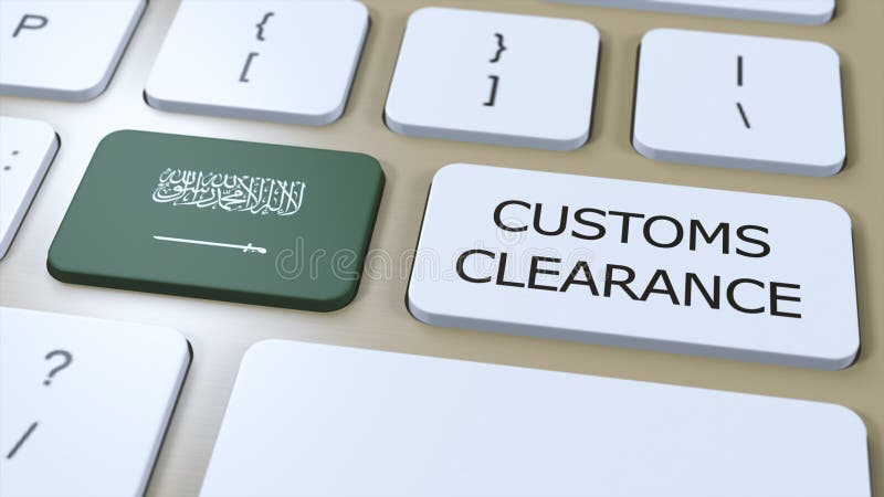 Saudi Arabia National Flag and Text Customs Clearance on Button 3D ...