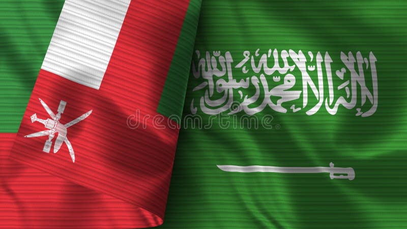 Saudi Arabia and Oman Realistic Flag â€“ Fabric Texture Illustration ...