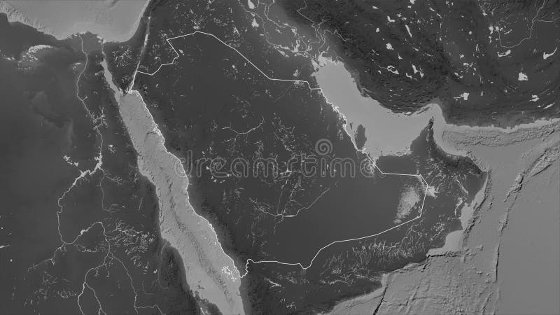 Saudi Arabia Outlined. Grayscale Stock Illustration - Illustration of ...